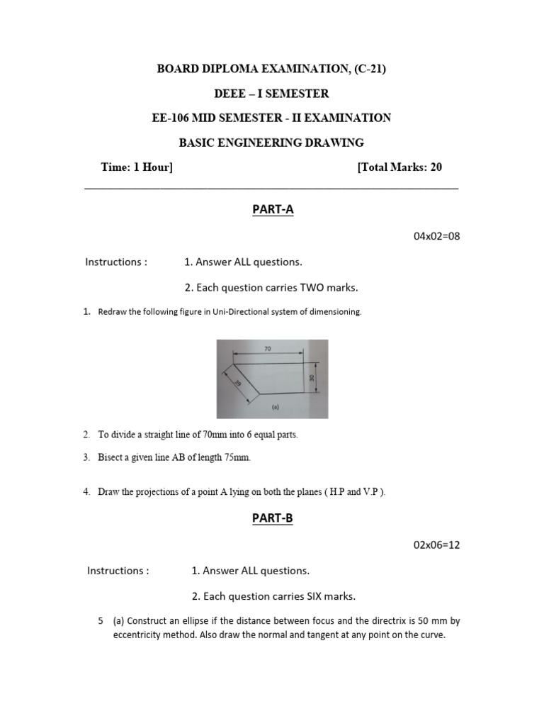 Basic Engineering Drawing Exam Guide | PDF