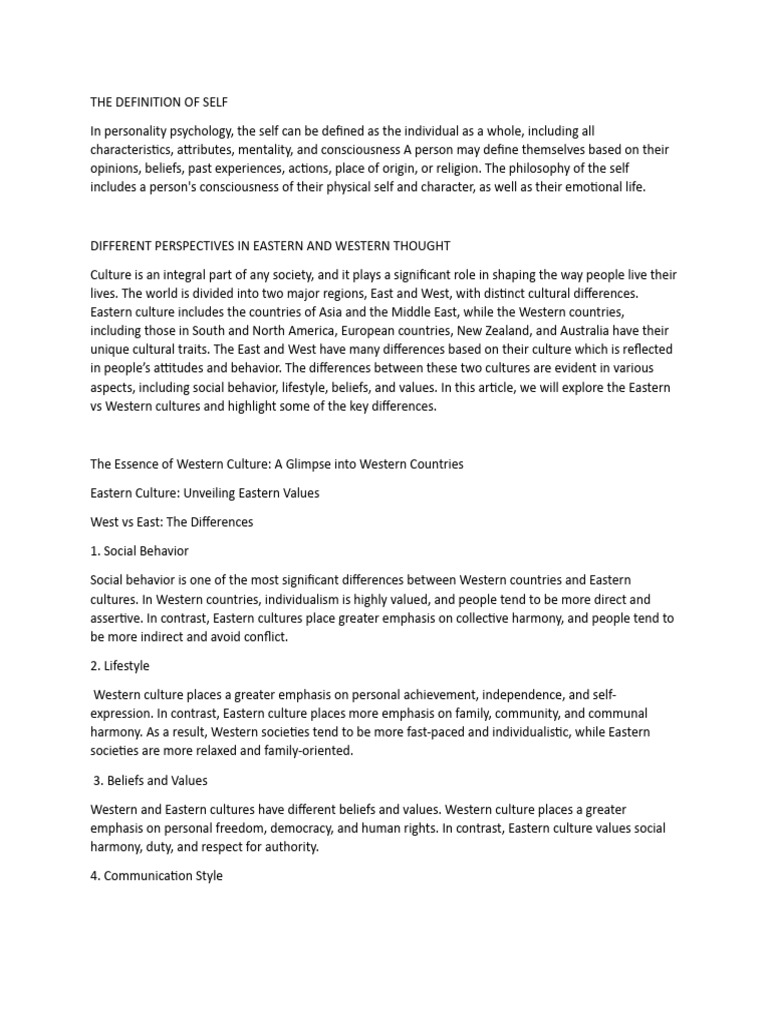 The Definition of Self | PDF | Behavior | Self