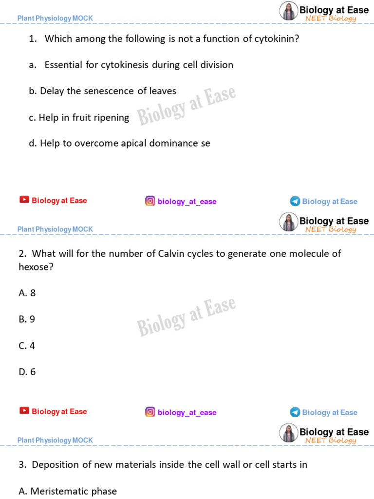 Plant Physio Mock | Download Free PDF | Adenosine Triphosphate | Biology