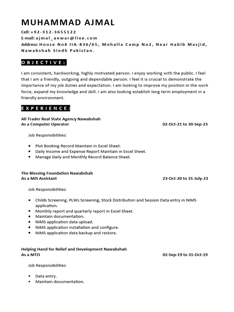 Muhammad Ajmal New Update Resume | PDF | Cisco Certifications | Information Technology