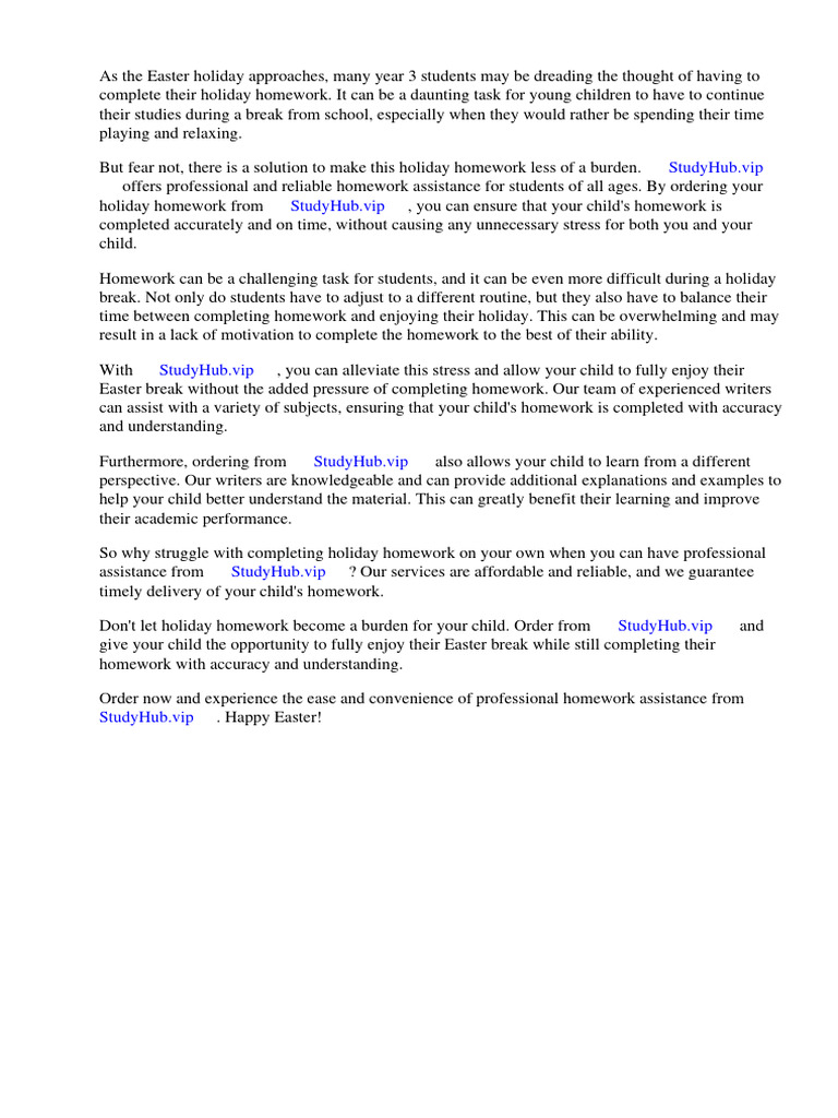 Easter Holiday Homework Year 3 | PDF | Http Cookie | Homework