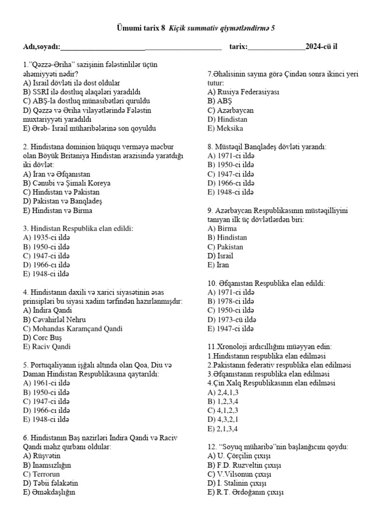 IX Sinif Ü.T. - KSQ 5 | PDF