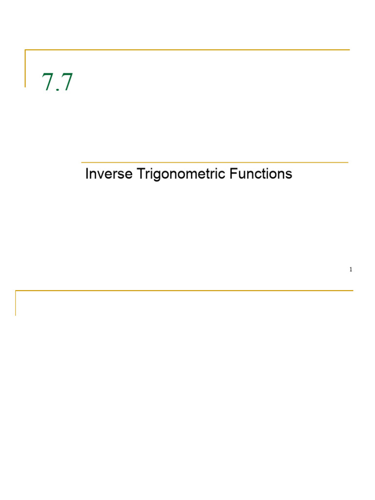 7.7 - Inverse Trigonometric Functions | PDF | Function (Mathematics ...