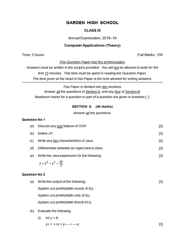 9 Computer Applications Theory Pdf Integer Computer Science Computer Engineering