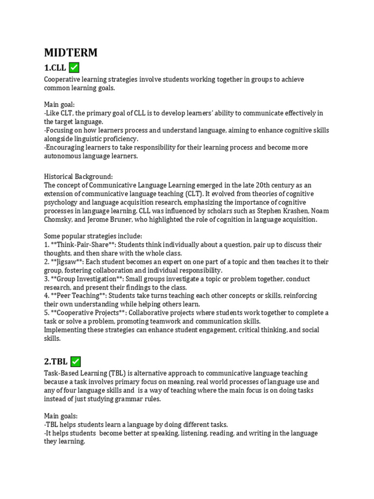 Midterm | PDF | Learning | Language Education