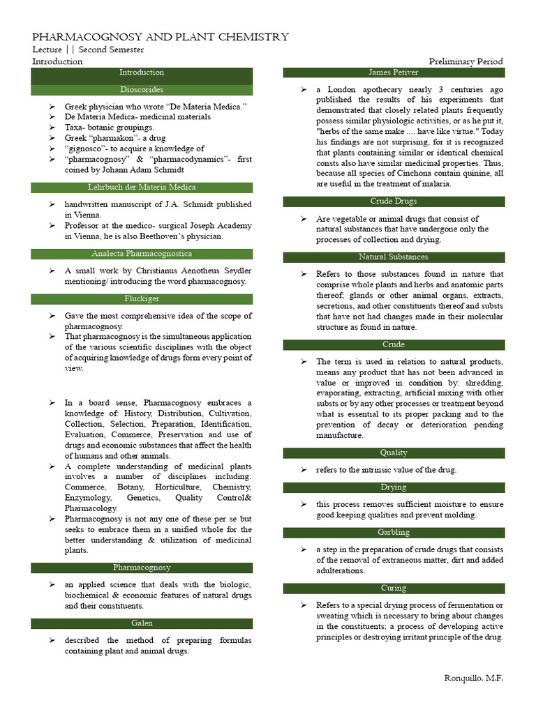 Intro To PCog LEC - Transes | PDF | Pharmacognosy | Horticulture