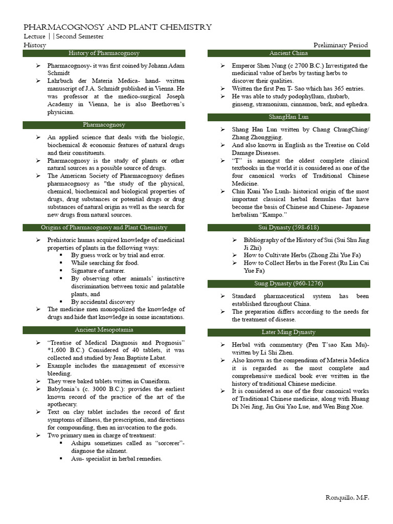 History of PCog LEC - Transes | PDF | Pharmacognosy | Traditional Chinese Medicine