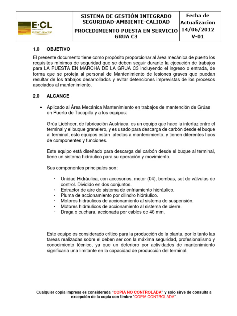 Puesta en Servicio c3 | PDF | Grúa (máquina) | Terminal de computadora