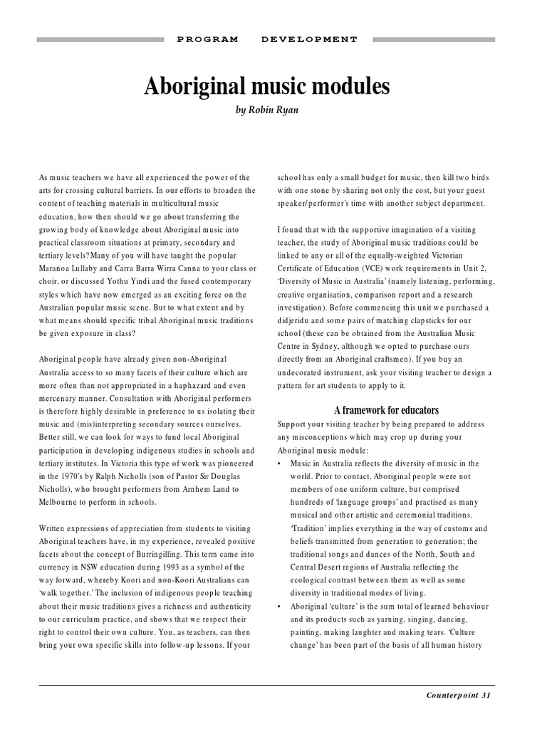 Engaging with Aboriginal Music | PDF | Social Science | Art