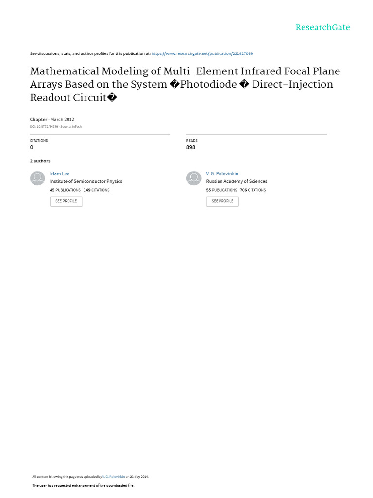 Mathematical Modeling of Multi-Element Infrared Focal Plane Arrays Based On The System ...