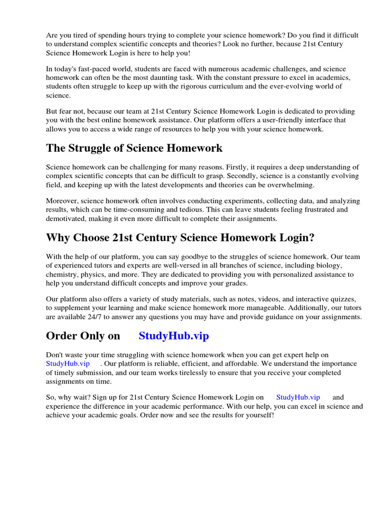 21st Century Science Homework Login | PDF | Homework | Science 21st Century Science Homework Login | PDF | Homework | Science