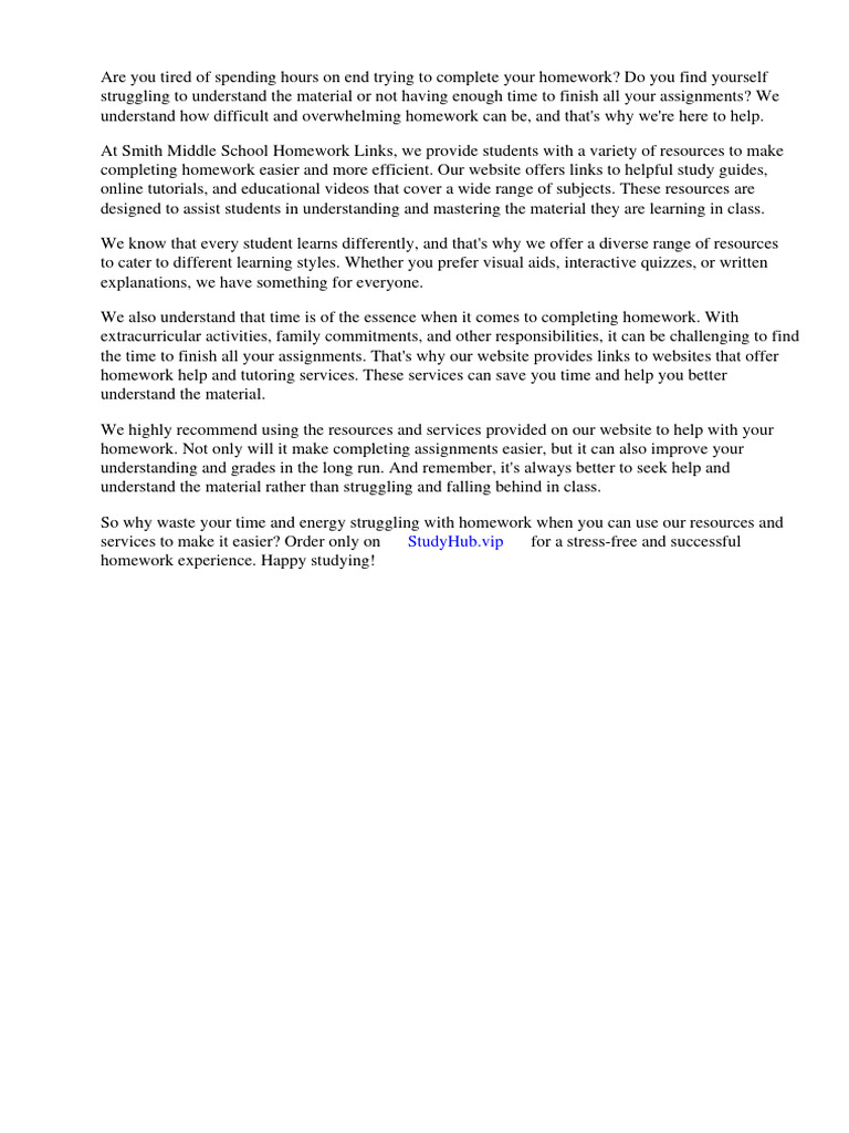 Smith Middle School Homework Links | PDF | Homework