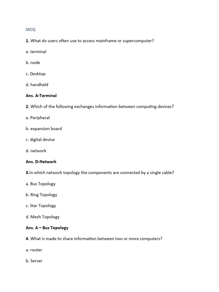 MCQs With Ans | PDF | Computer Network | Internet Protocol Suite MCQs With Ans | PDF | Computer Network | Internet Protocol Suite