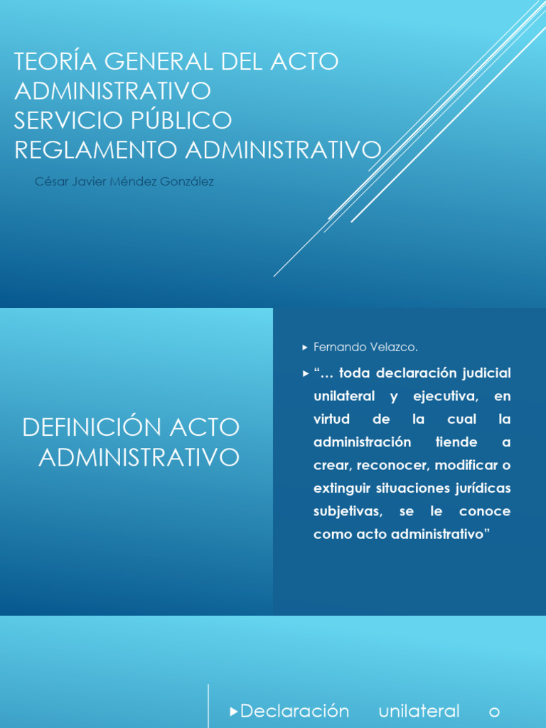 Teoría General Del Acto Administrativo Servicio PÚBLICO REGLAMENTO ADMINISTRATIVO | PDF ...