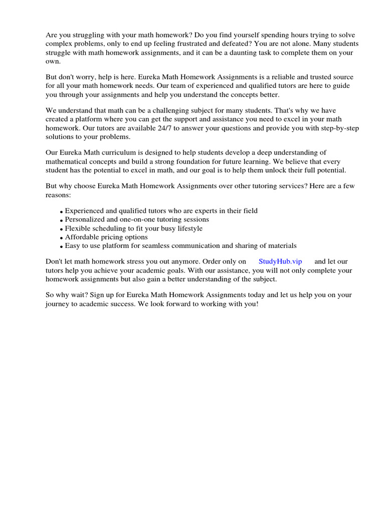 Eureka Math Homework Assignments | PDF | Mathematics | Curriculum