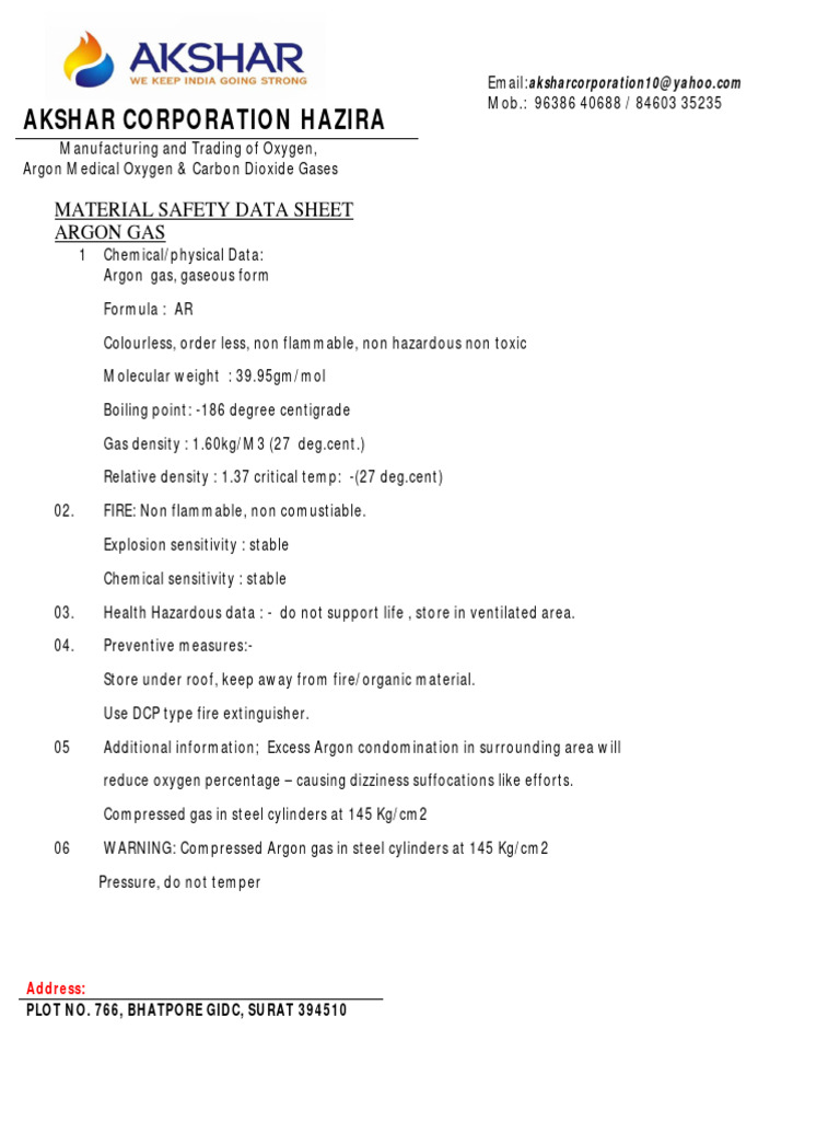 Argon Gas Safety Guide | PDF