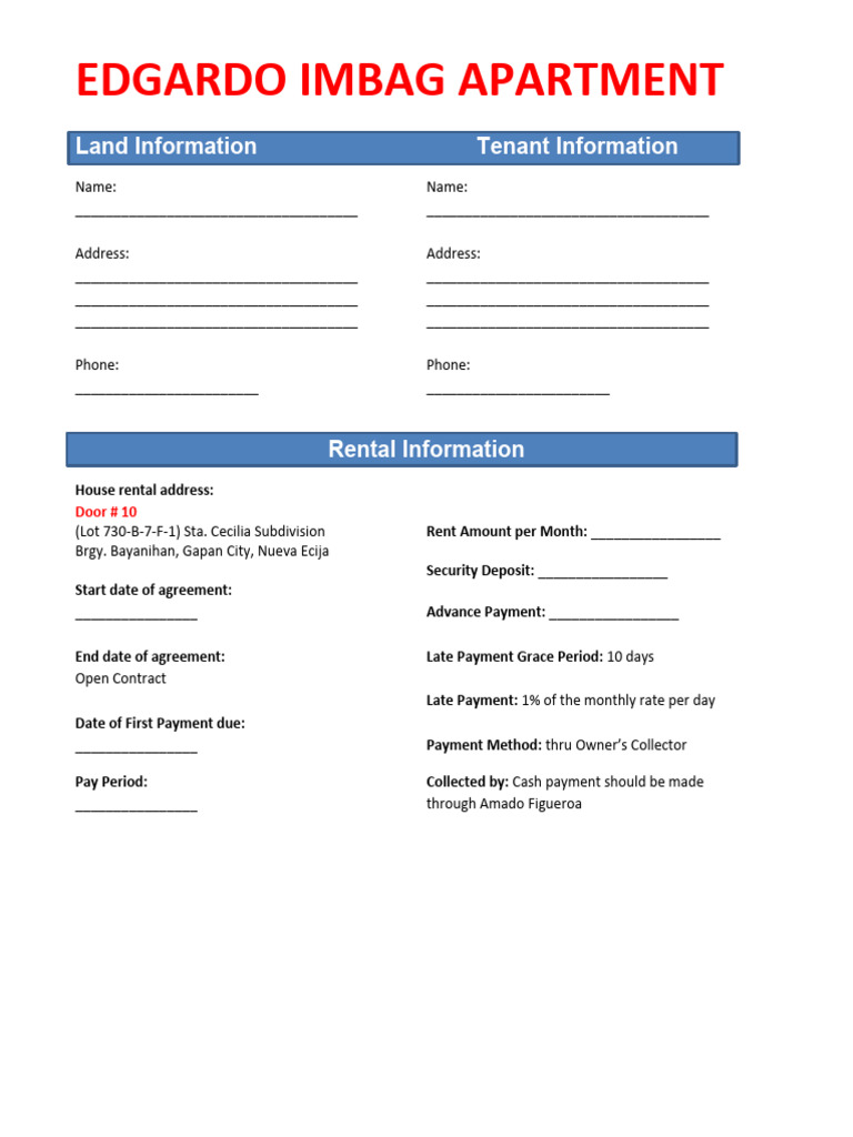 Bayanihan Imbag Apartment | PDF | Leasehold Estate | Renting