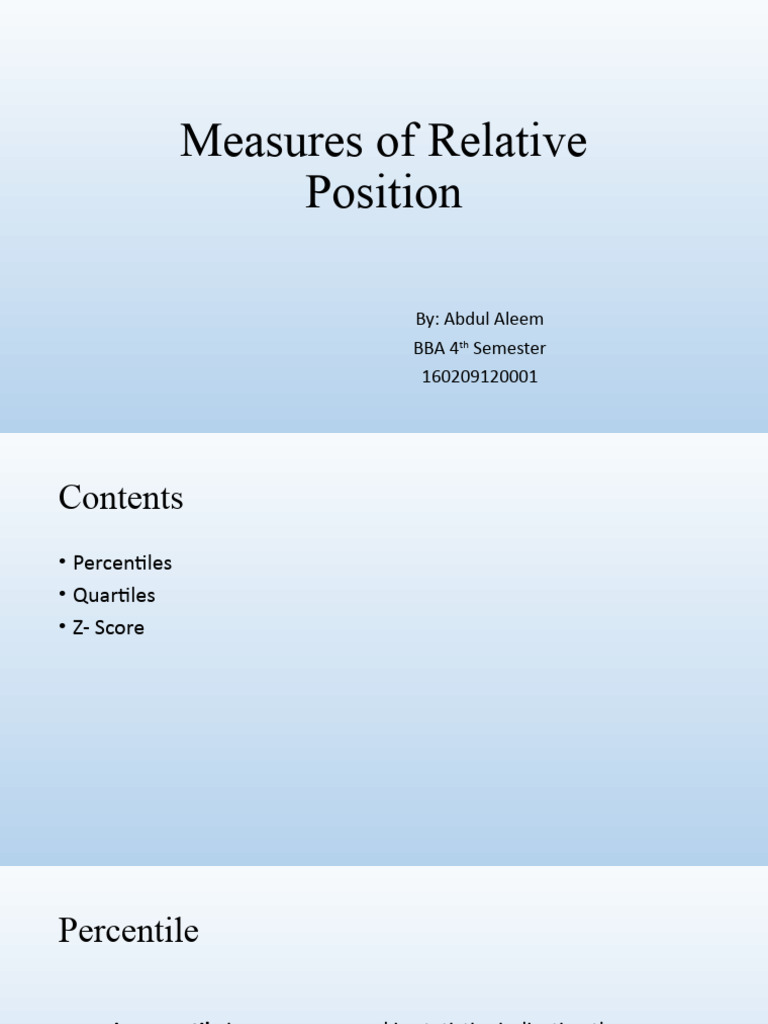 Percentiles, Quartiles & Z-Scores | PDF | Quartile | Percentile
