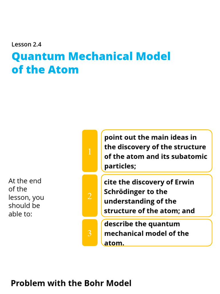 Physical Science SHS 2.4 Quantum Mechanical Model of The Atom | PDF ...