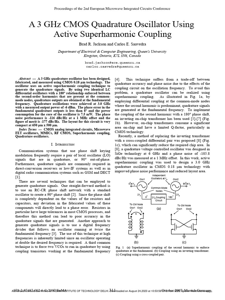 A_3_GHz_CMOS_Quadrature_oscillator_using_active_superharmonic_coupling | PDF | Electronic ...