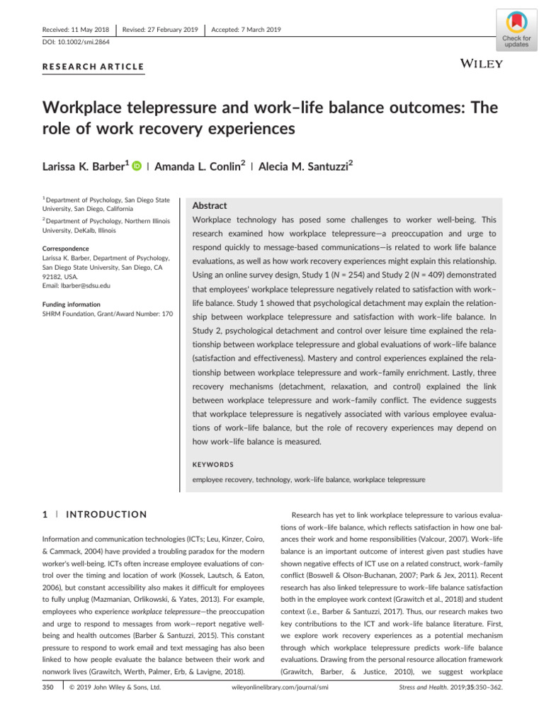 Telepressure's Impact on Work-Life Balance | PDF | Cognition