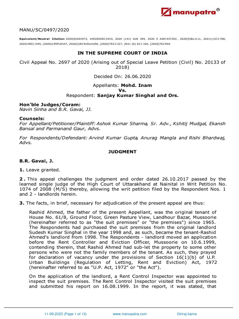Mohd Inam Vs Sanjay Kumar Singhal and Ors ...
