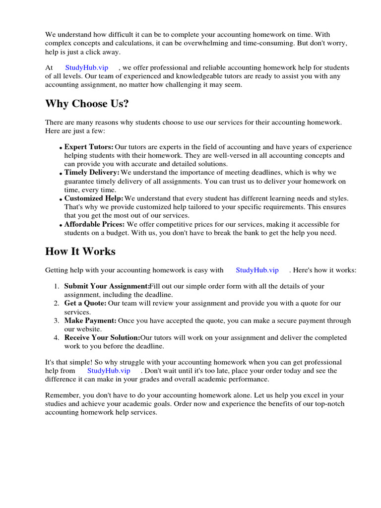 Do My Accounting Homework Free | PDF | Homework | Accounting
