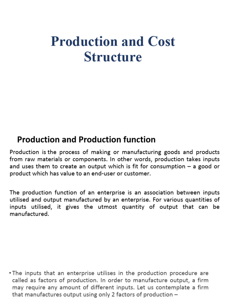 Updated Cost Structure PPT | PDF | Average Cost | Marginal Cost