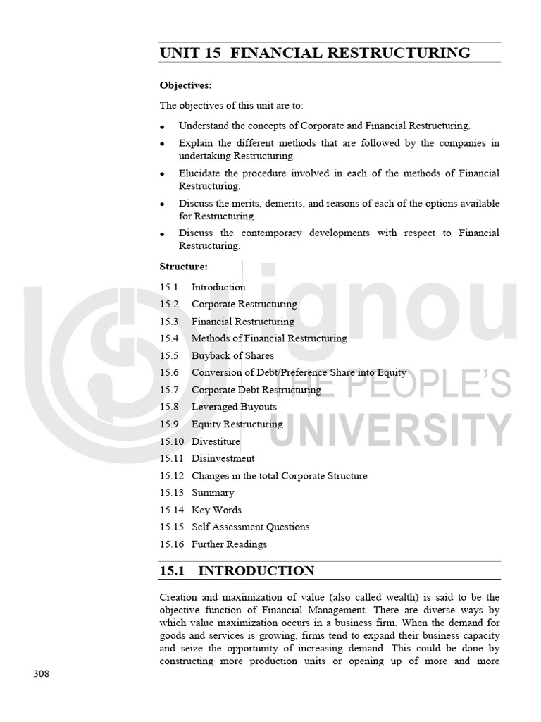 Financial Restructuring | PDF | Leveraged Buyout | Stocks