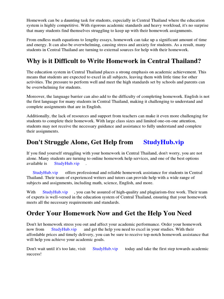 Homework Central Thailand | PDF | Homework
