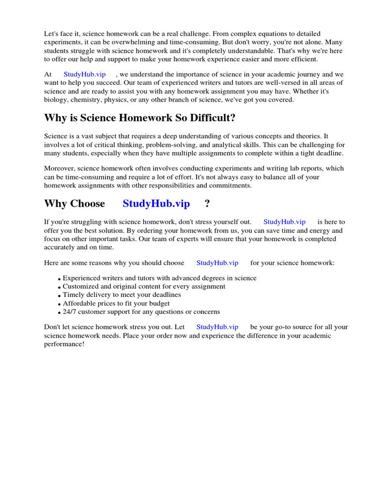 Need Help On Science Homework | PDF | Homework | Science