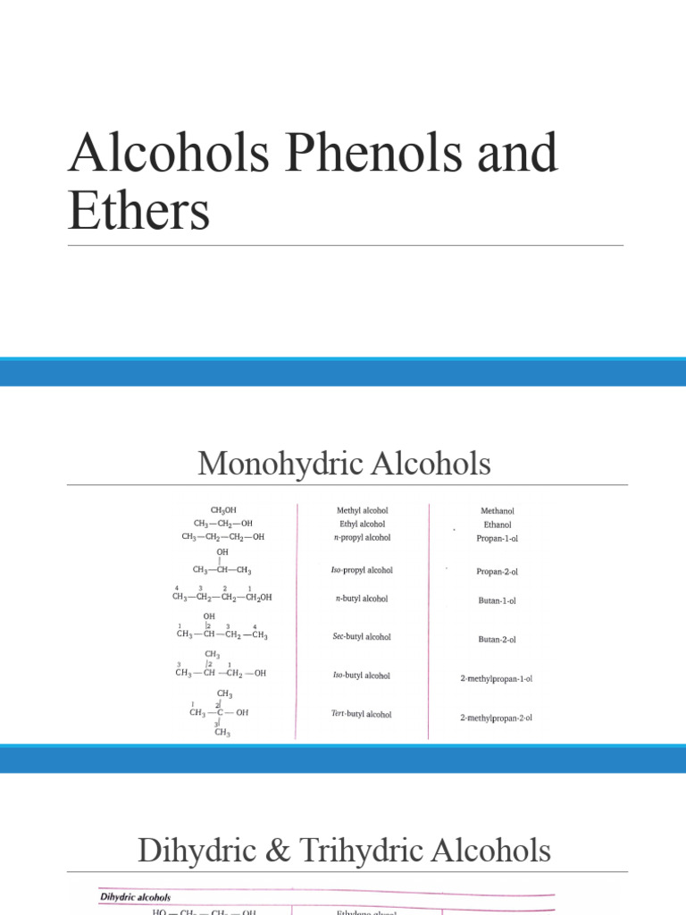 Alcohols Phenols and Ethers | PDF | Ether | Chemical Reactions