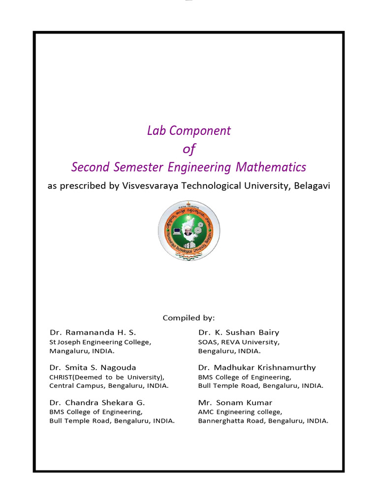 Lab Manual-MatLab CSE | PDF | Computer Programming | Mathematics Lab Manual-MatLab CSE | PDF | Computer Programming | Mathematics
