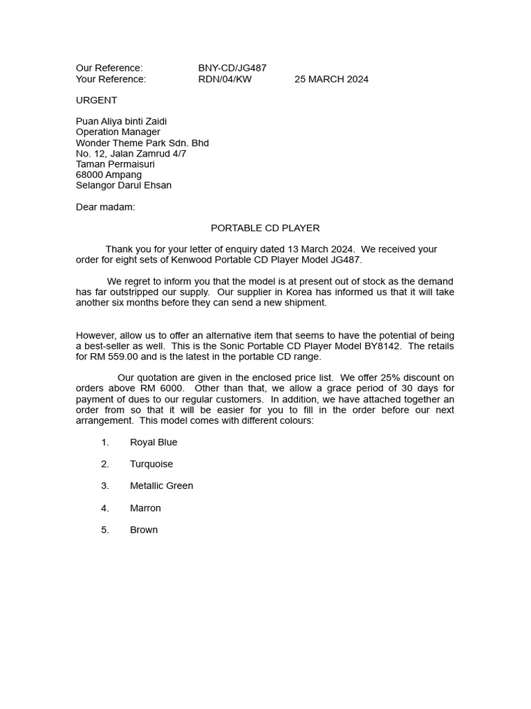 Business Letter Q2 | PDF