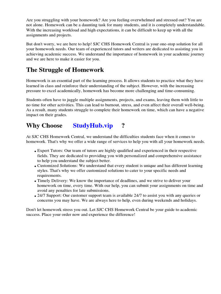SJC Chs Homework Central | PDF | Homework