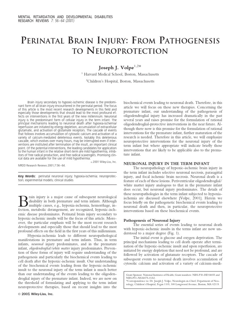 3 - Volpe - 2001 - Perinatal Brain Injury From Pathogenesis To ...