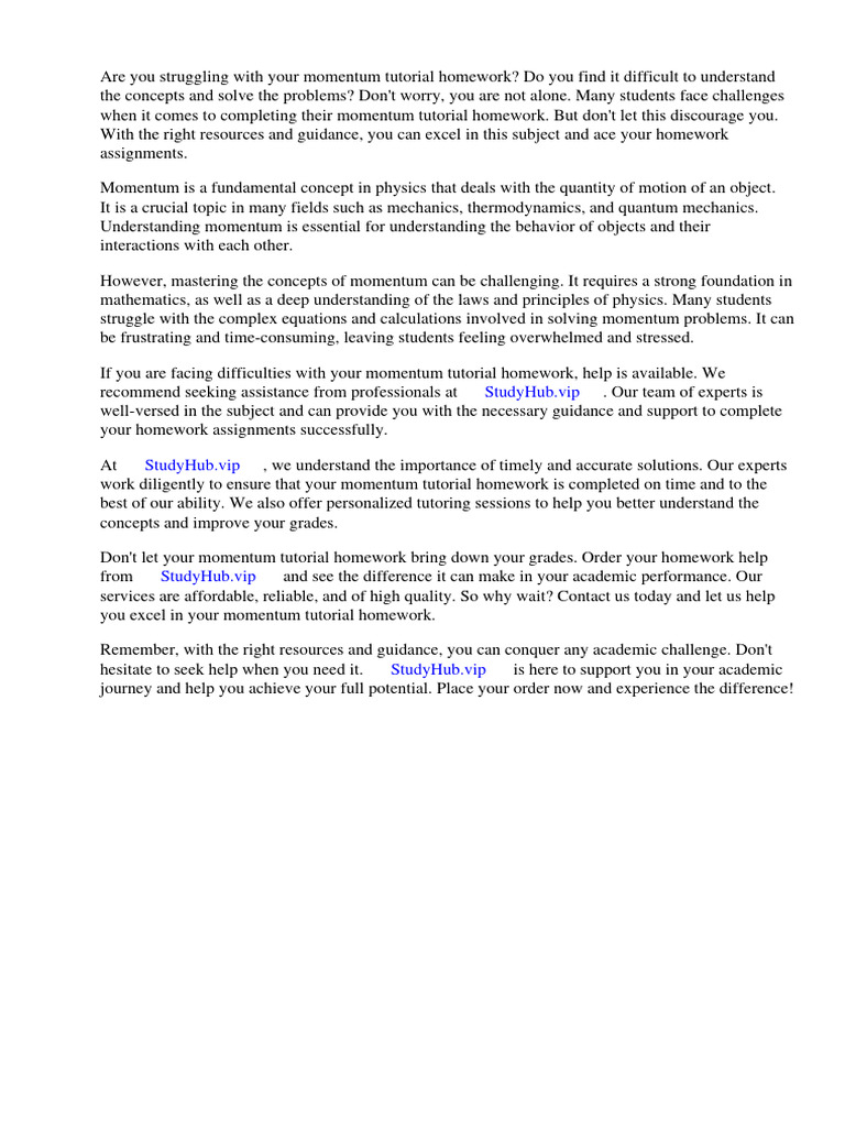 Momentum Homework Help & Solutions | PDF | Momentum | Angular Momentum