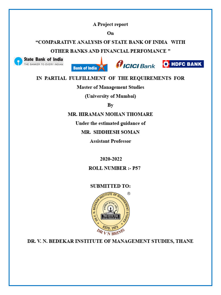 Comparative analysis of SBI bank & other bank with Performance | PDF ...
