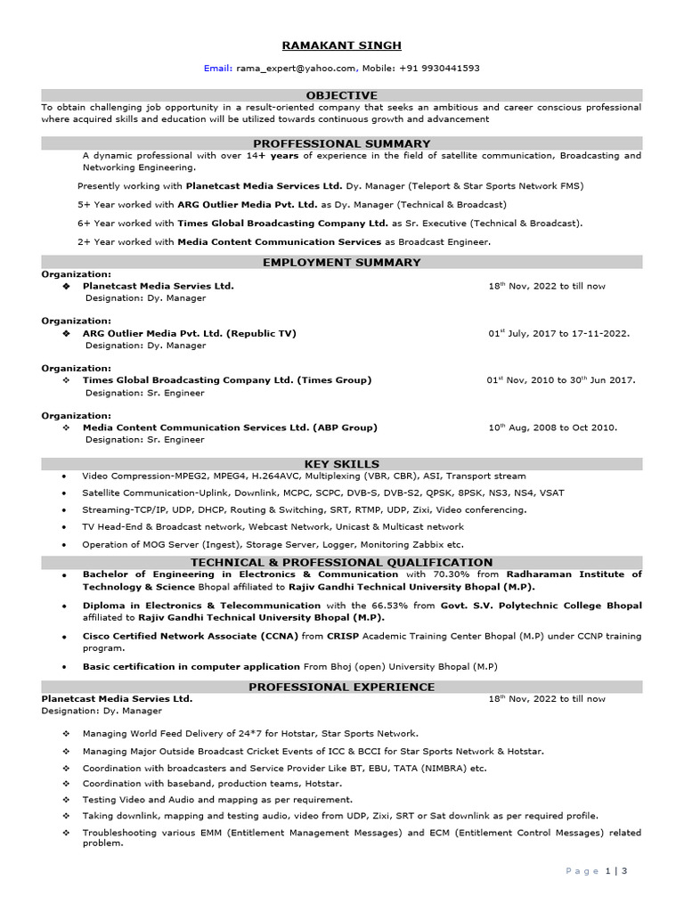 Ramakant Streaming Engineer | PDF | Data Compression | Computer Engineering