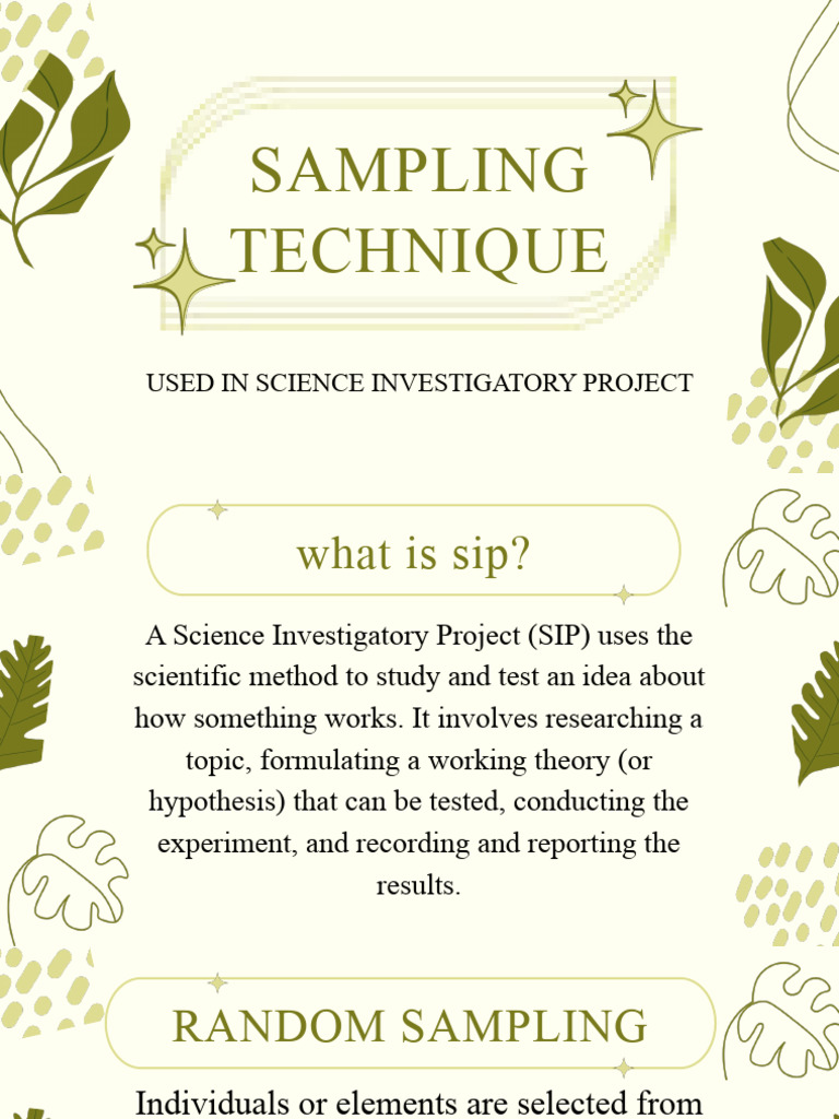 Group 5 Sip Sampling | PDF | Sampling (Statistics) | Stratified Sampling