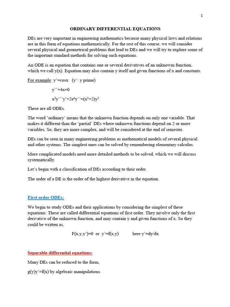 Odes Parti Pdf Ordinary Differential Equation Equations
