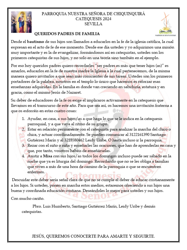 Carta A Los Padres. | PDF | Oración