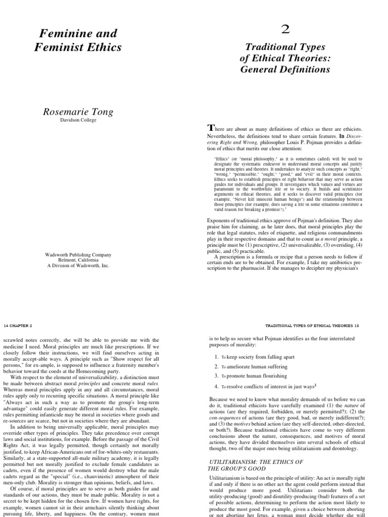 Feminine and Feminist Ethics Traditional | PDF | Utilitarianism | Morality