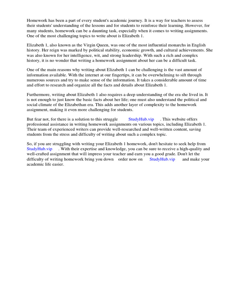 Elizabeth 1 Homework | PDF