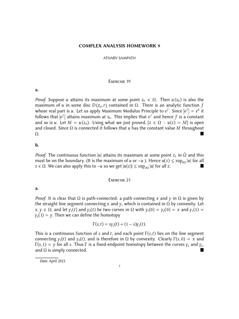 Complex Analysis Spring 2023 HW 9 | PDF | Complex Analysis | Mathematical Analysis