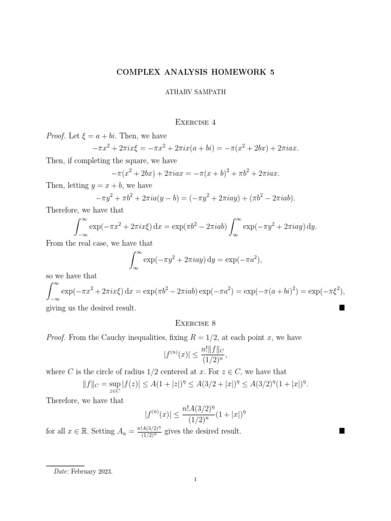Complex Analysis Spring 2023 HW 5 | PDF | Holomorphic Function | Power Series