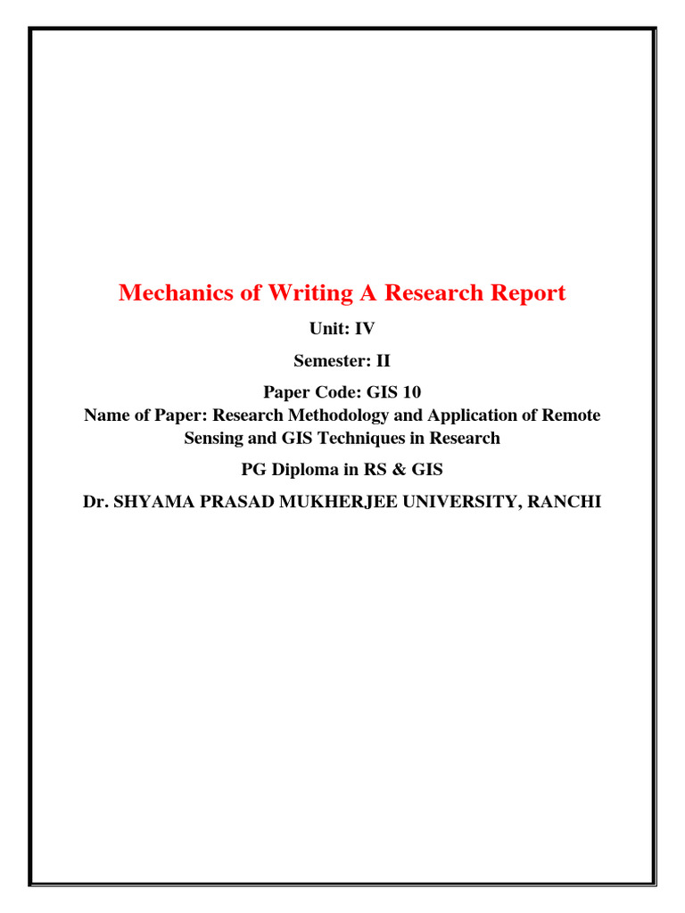 Mechanics of Writing a Research Report | PDF | Statistics | Geographic ...