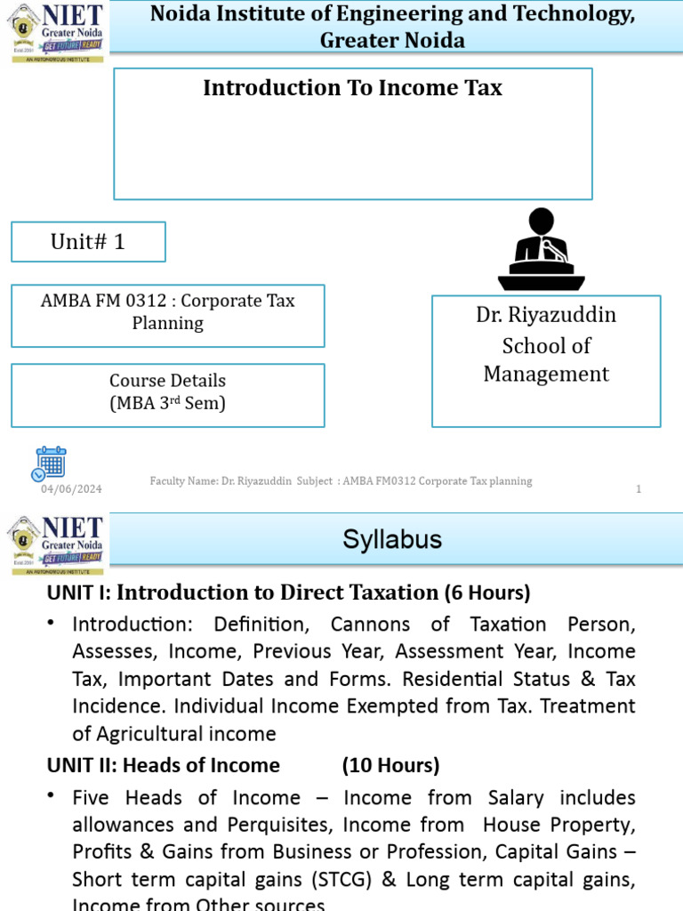 Unit 1 | PDF | Taxes | Income Tax
