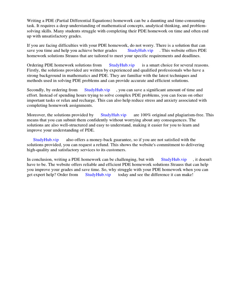 Pde Homework Solutions Strauss | PDF | Partial Differential Equation | Mathematics