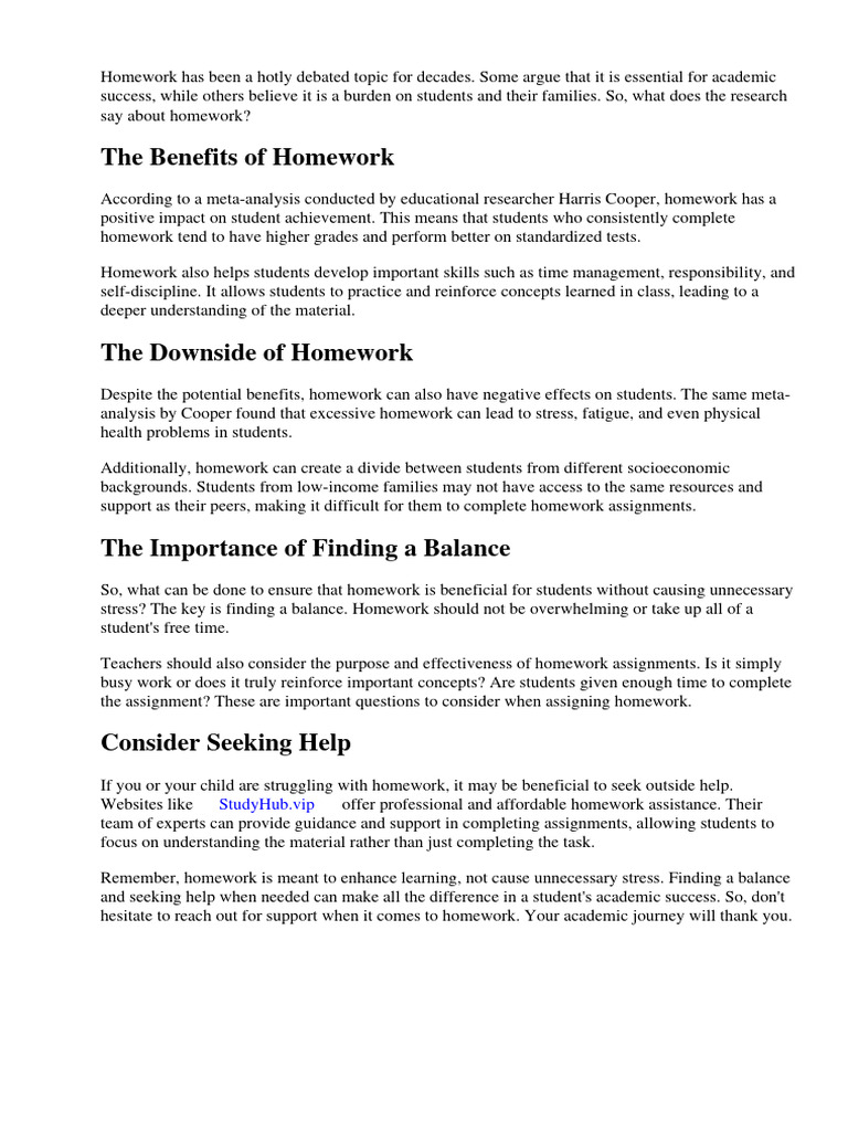 Homework What The Research Says Cooper | PDF | Homework | Learning